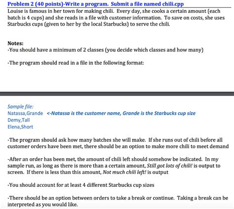 problem 2 40 points write a program submit a file