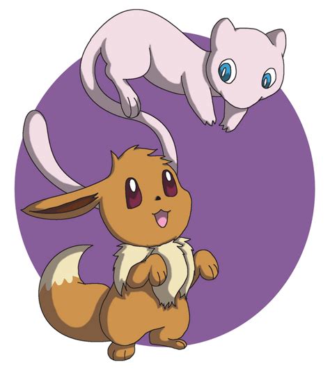 Eevee And Mew By Blurbird On Deviantart