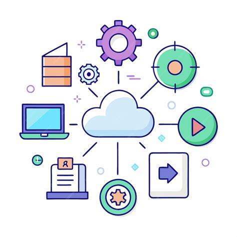 Cloud Computing Concept With Different Icons Showing Process Network Connection And Data