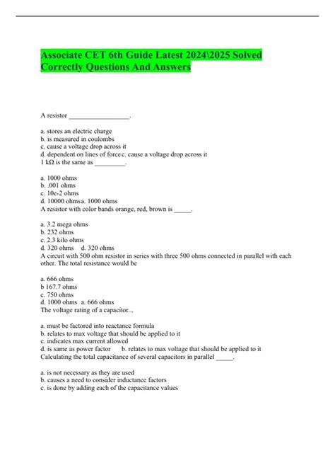 Associate Cet 6th Guide Latest Solved Correctly Questions And Answers