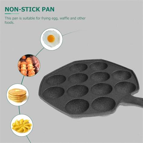 Besportble Cast Iron Takoyaki Mould 12 Holes Nonstick Skillet For