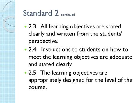 Ppt Standard 2 1 Learning Objectives Quality Matters Powerpoint Presentation Id 1648038
