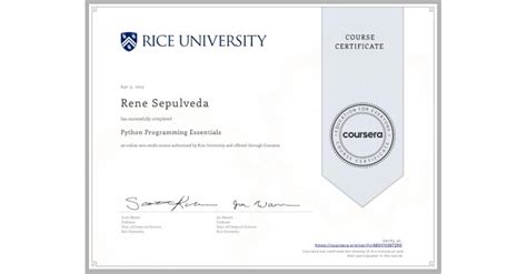Completion Certificate For Python Programming Essentials Rene Gaspar Sepulveda Guerrero Pmp