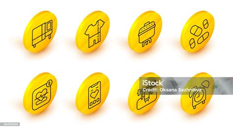 세트 라인 알람 시계 바벨 모바일 심박수 비타민 알약 요리 냄비 스포츠 트랙 정장 과 침대 아이콘벤치 벡터 3차원 형태에 대한 스톡 벡터 아트 및 기타 이미지 Istock