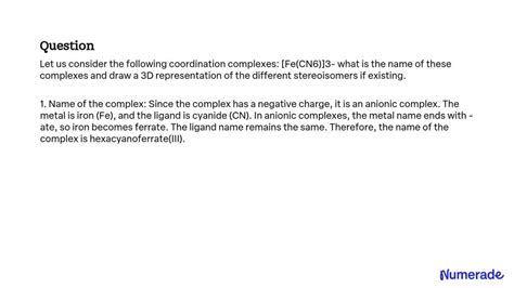 solved let us consider the following coordination complexes [fe cn6