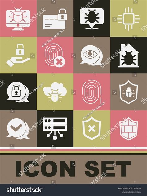 Set Shield Brick Wall System Bug Stock Vector Royalty Free 2033244848 Shutterstock