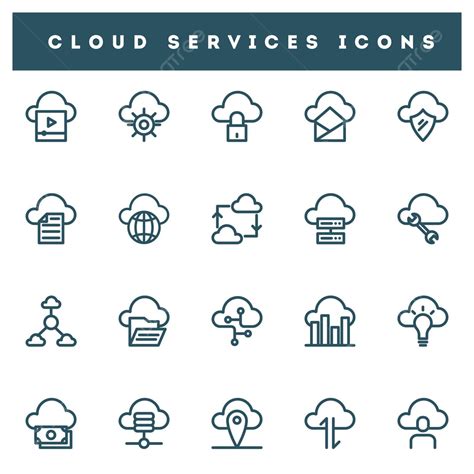 Collection Of 20 Cloud Service Icons Against A White Backdrop Vector Concept Folder Symbol