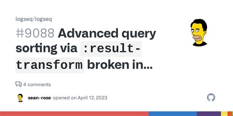 Advanced Query Sorting Via Result Transform Broken In V0 9 2 Issue