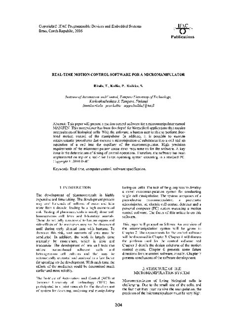 pdf real time motion control software for a micromanipulator