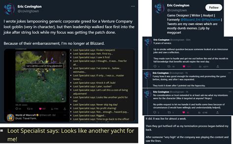 former wow dev revealed he got fired after the executives got offended