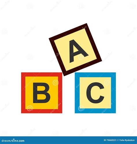 Abc Blocks Toy Flat Icon Stock Vector Illustration Of Blue 79660531