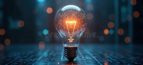 Glowing Light Bulb With Digital Network Inside Futuristic Tech Concept