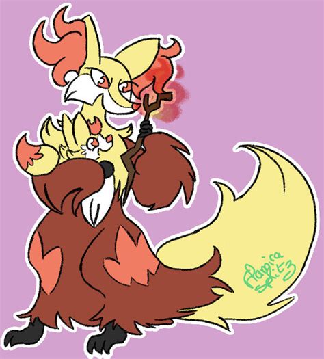 [pokemon] Delphox And Fennekin By Flamirasplitz On Deviantart