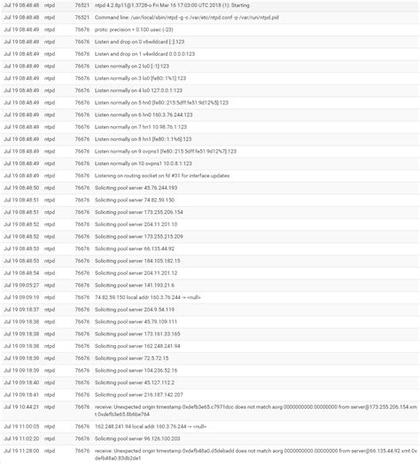 ntpd losing contact with servers unexpected origin timestamp