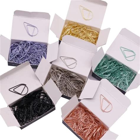 Badu Bg 50 бр Щипки за хартия с капкообразна форма от метален материал Златисто сребърен цвят