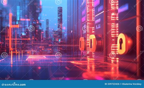 Cybersecurity Firewall Visualization Generative Ai Stock Illustration