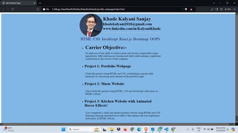 building my first portfolio website with html and css kalyani khade