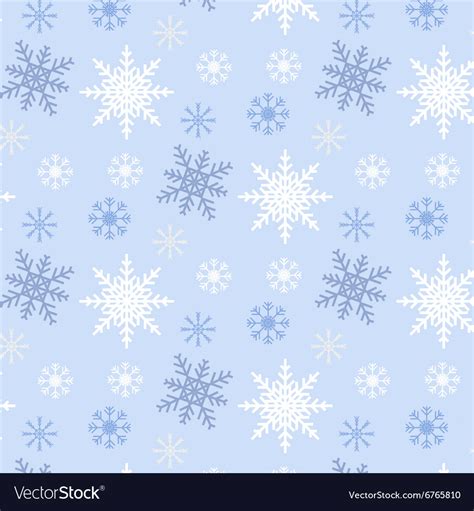 Snowflake Seamless Pattern Blue Background Vector Image