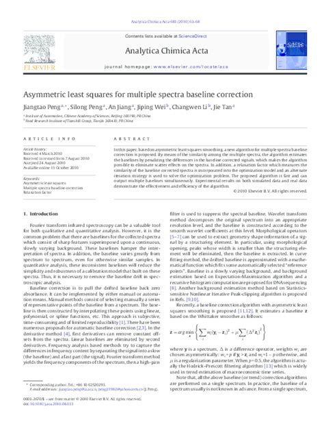 Pdf Asymmetric Least Squares For Multiple Spectra Baseline Correction