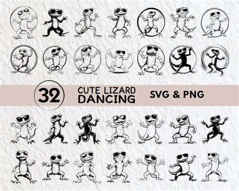 Dancing Lizard Svg Bundle Clipart Png Vector Icon Files Etsy