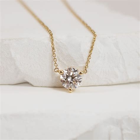 14ky 100ct Diamond Solitaire Necklace European Goldsmith