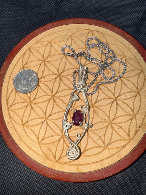 Wire Wrapped Ruby Crystal Necklace Etsy