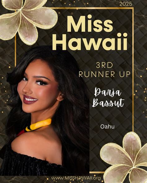 Miss Congratulations To Darja Bassut Miss Oahu For Earning 3rd