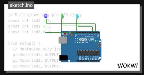 3 Diody Wokwi Esp32 Stm32 Arduino Simulator