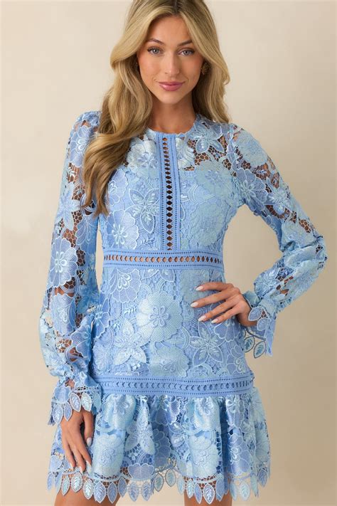Light Blue Floral Embroidered Mini Dress All Dresses Red Dress