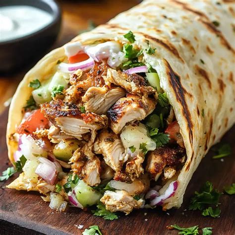 Tasty Grilled Chicken Shawarma Wrap Cuisine Genial