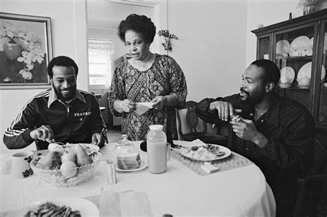 Marvin Gaye Having Breakfast With His Mother And Brother Frankie In La
