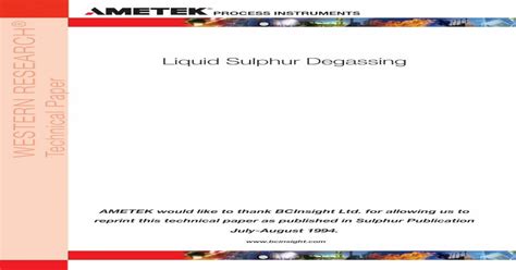 Pdf Liquid Sulphur Degassing Dokumentips