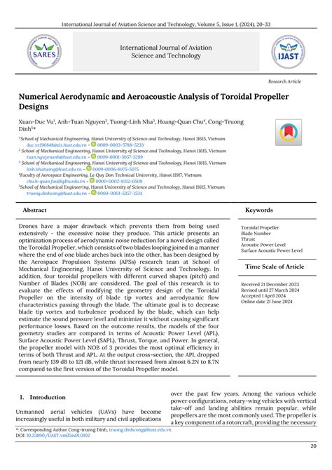Pdf Numerical Aerodynamic And Aeroacoustic Analysis Of Toroidal Propeller Designs