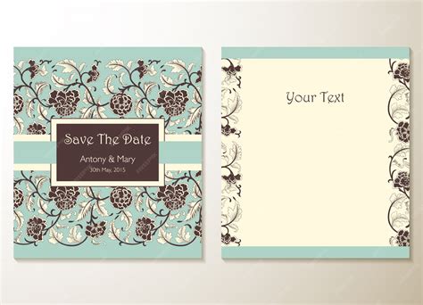 Premium Vector Wedding Invitation Cards With Floral Elements