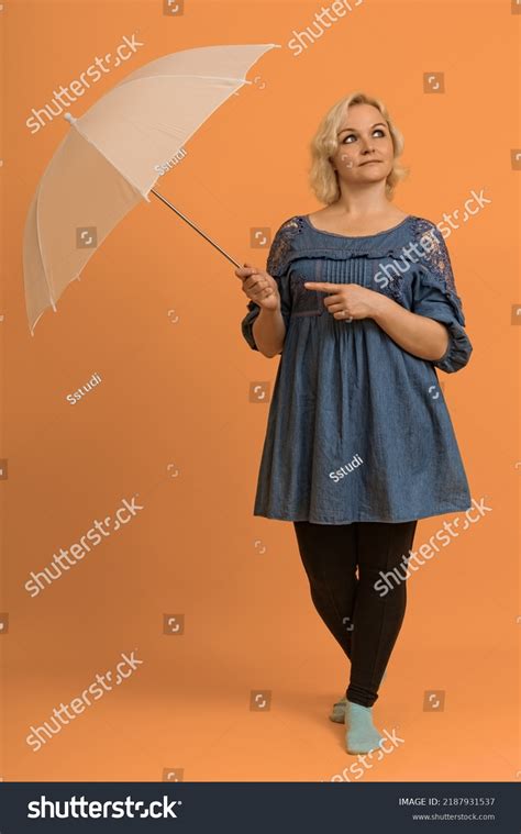 Pretty Bbw Blonde Woman Blue Dress Stock Photo Shutterstock