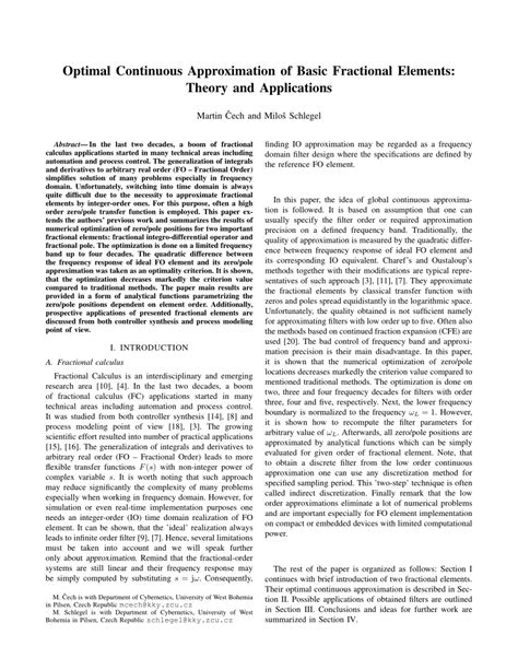 Pdf Optimal Continuous Approximation Of Basic Fractional Elements Theory And Applications