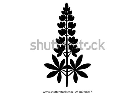 Lupine Flower Silhouette Vector Illustration On Stock Vector Royalty