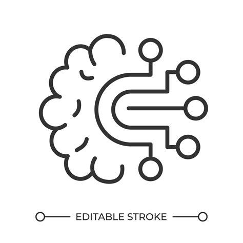 Cognitive Computing Linear Icon Human Brain And Electronic Circuitry Artificial Intelligence
