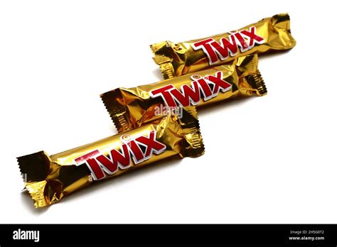 Twix Chocolate Bar Isolated On White Background Twix Is A Brand Of Mars Incorporated Stock