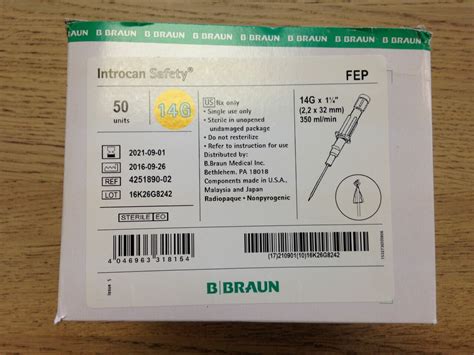 New Braun 4251890 02 Introcan Safety Iv Catheters 14g 50 Box X Disposables General For Sale