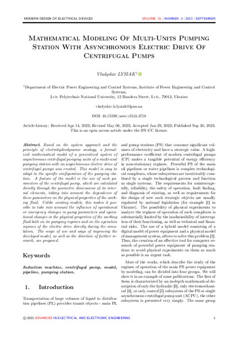 Pdf Mathematical Modeling Of Multi Units Pumping Station With