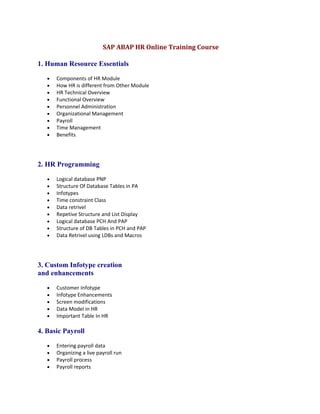 Sap Abap Hr Online Training Course DOC