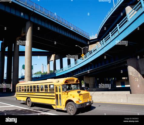 Highway Overpass Traffic Lights Signs Curve Up Over Overhead