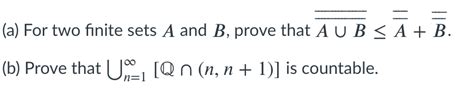 Solved A For Two Finite Sets A And B Prove That AUB