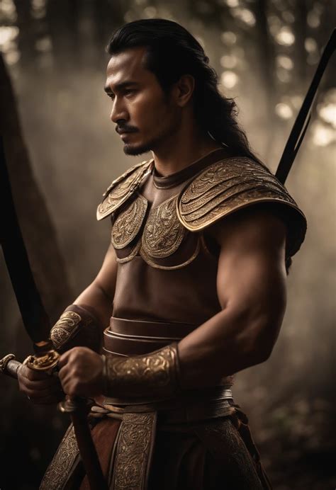 A Warrior During The Majapahit Era With A Sharp And Brave Gaze
