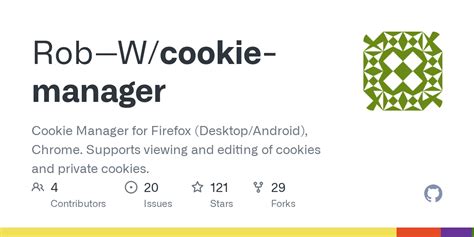 GitHub Rob W Cookie Manager Cookie Manager For Firefox Desktop Android Chrome Supports