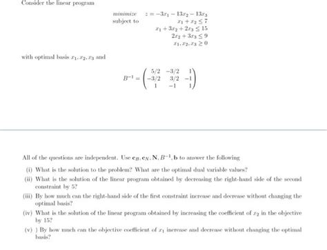 Solved Consider The Linear Program Minimize