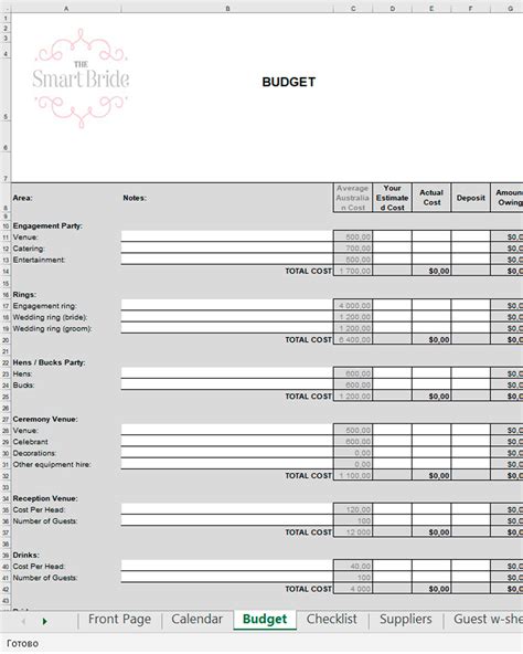 Wedding Spreadsheet Ideas