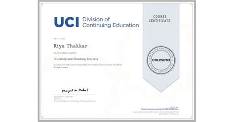 Riya Thakkar On Linkedin Completion Certificate For Initiating And Planning Projects