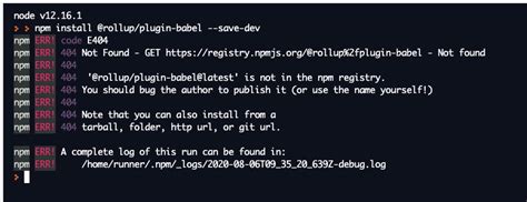 fail on install rollup plugin babel is not in the npm registry · issue 530 · rollup